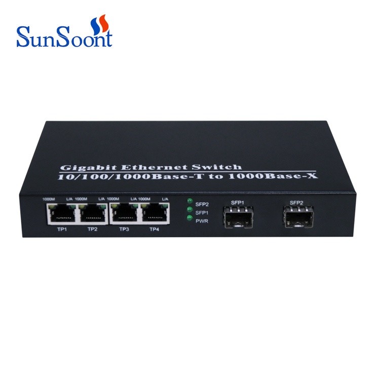 2 SFP 4 RJ45 fiber optic switch