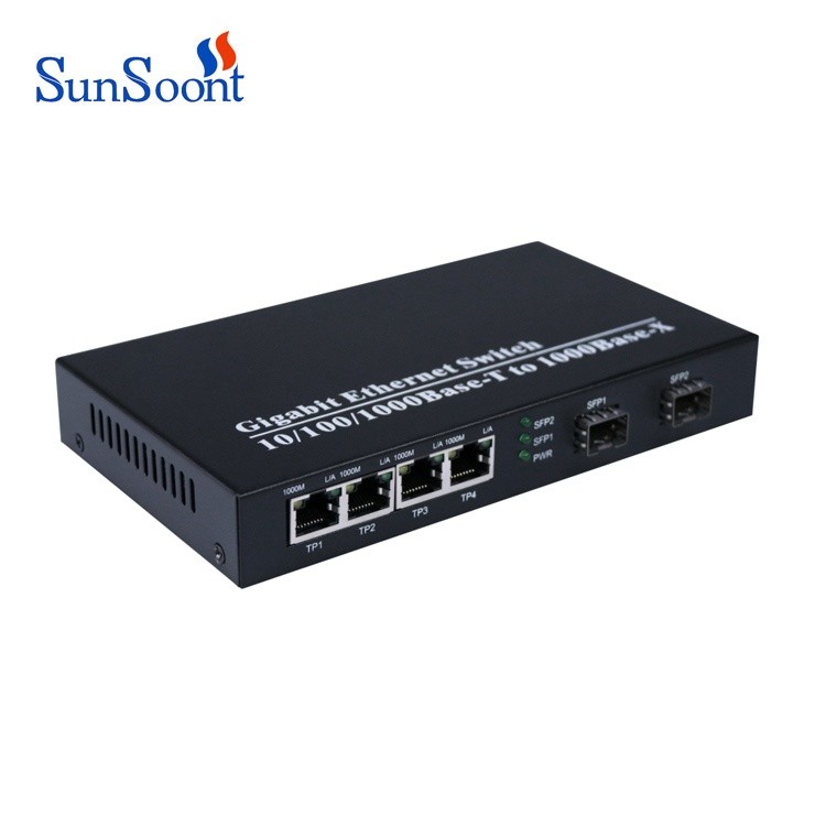 2 SFP 4 RJ45 fiber optic switch