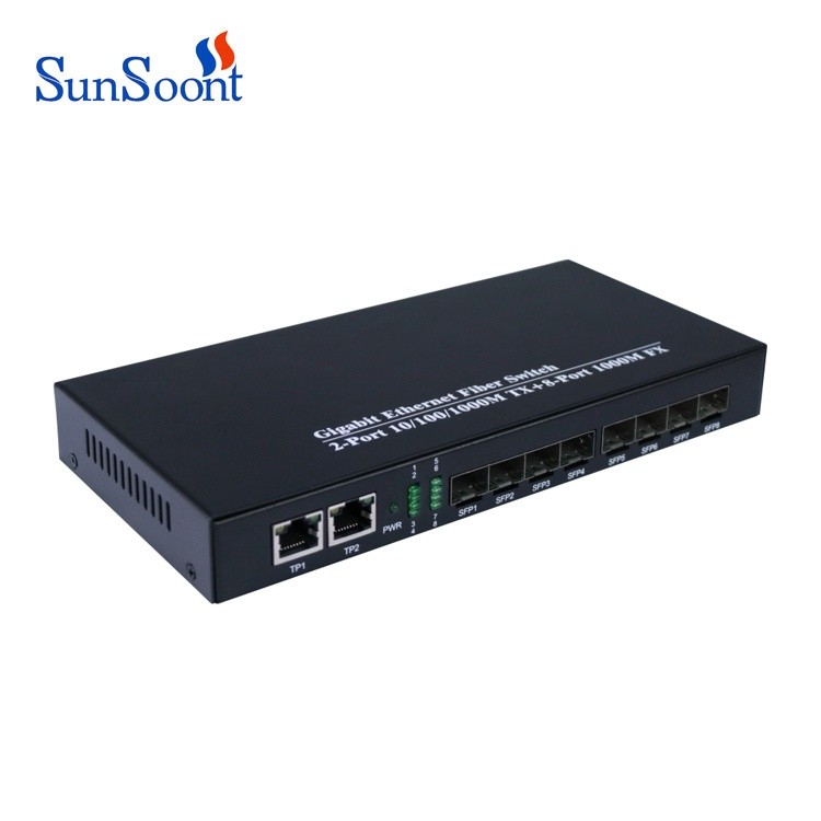 Gigabit fiber optic switch with 8 SFP slot