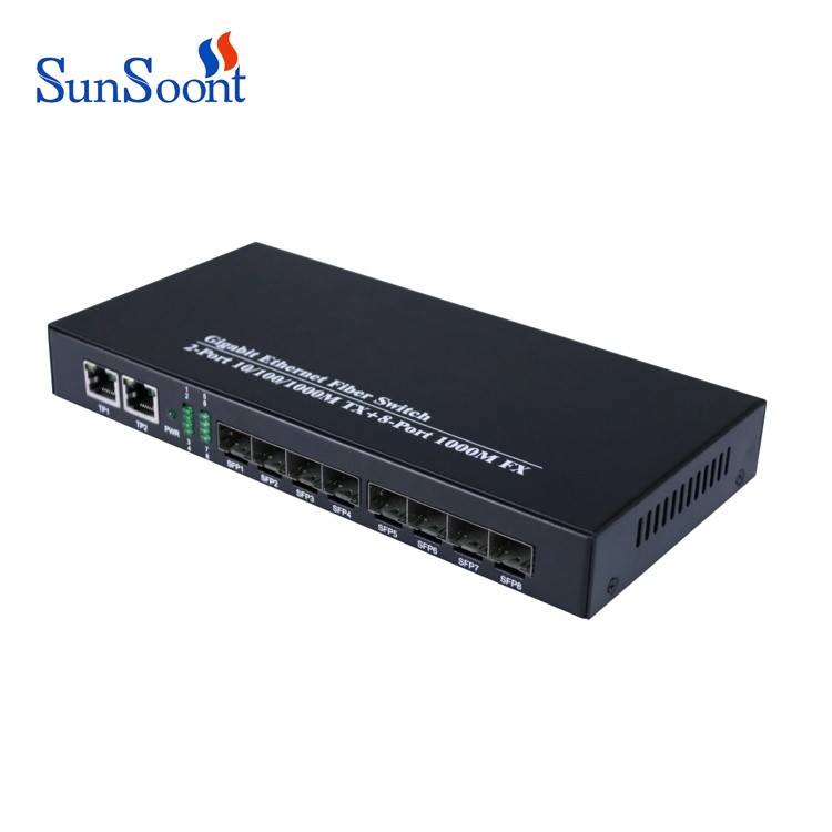 Gigabit fiber optic switch with 8 SFP slot