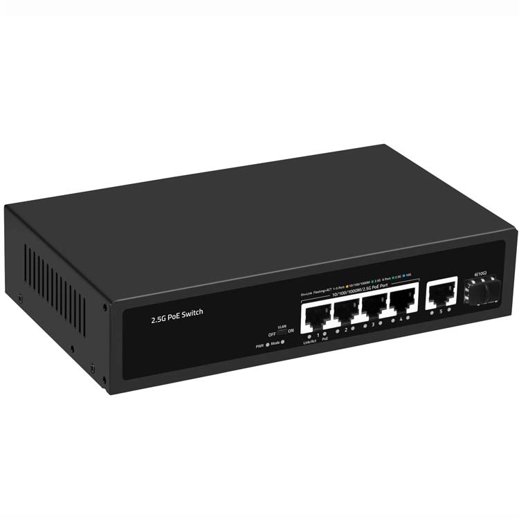 6 Port 10 Gigabit uplink 2.5G Ethernet POE switch, adopting a high ...