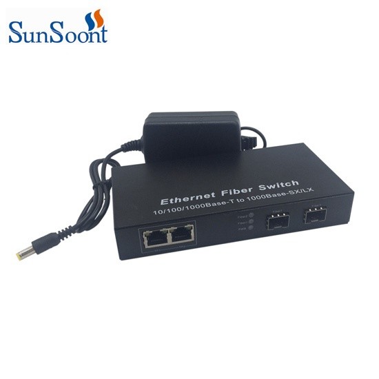 Gigabit 2 SFP port and 2 RJ45 port fiber switch