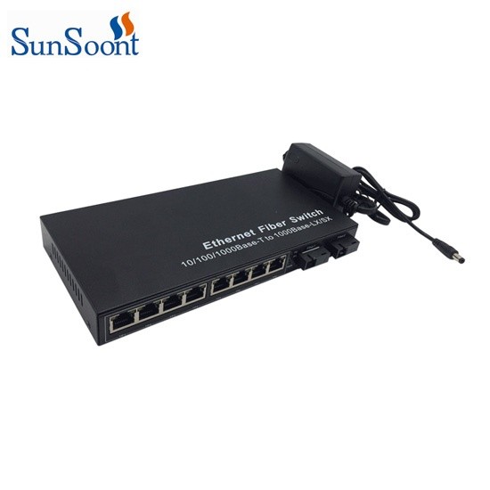 Gigabit 2 SC fiber port and 8 RJ45 port fiber switch