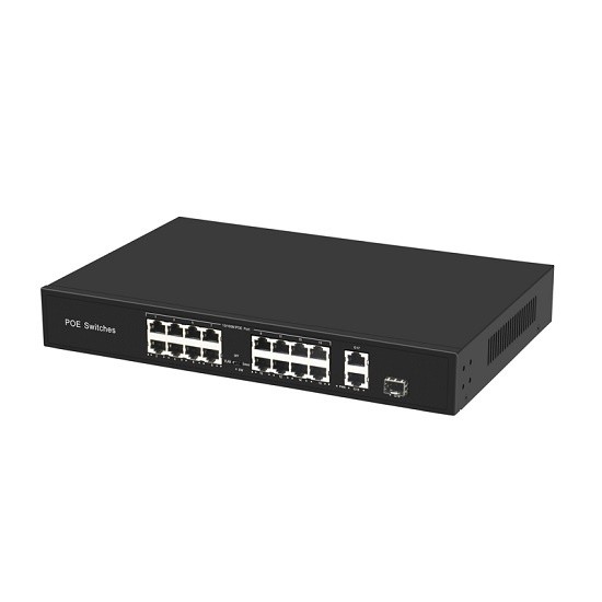 POE port with 16 POE ports and 2 RJ45 1 SFP Uplink