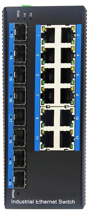 12-port 10//100/1000BASE-TX+8G SFP Industrial Ethernet Switch
