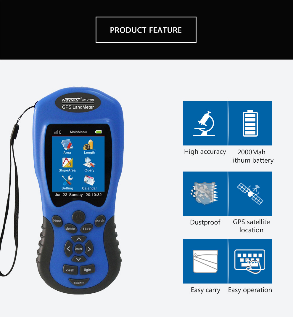 NF-198 GPS Land Meter Outdoor Land Survey Instrument Farmland Measurement