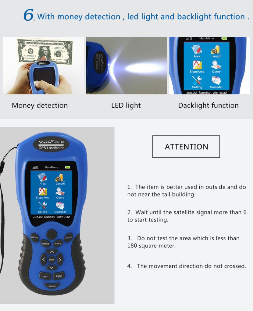 NF-198 GPS Land Meter Outdoor Land Survey Instrument Farmland Measurement