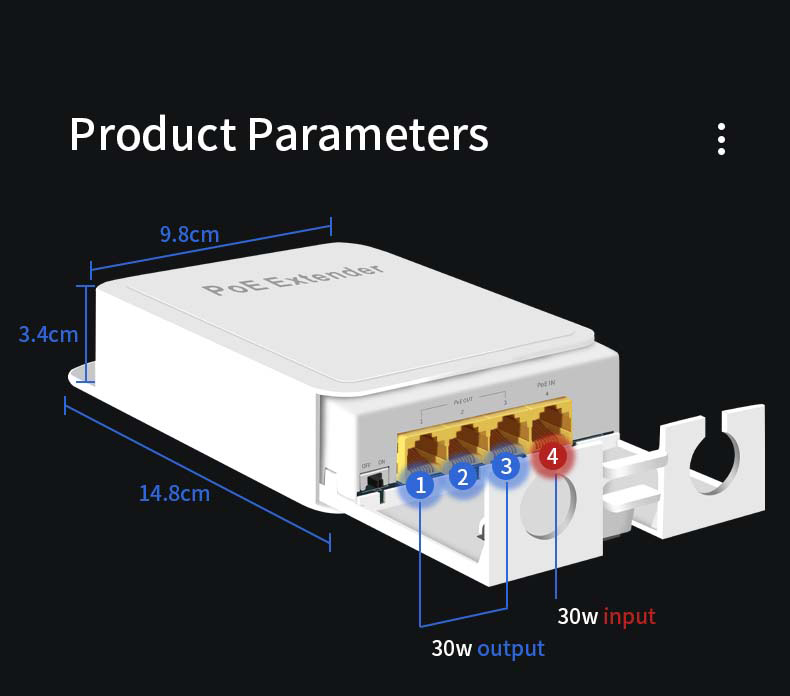 4 Port POE Repeater Waterproof Outdoor Gigabit Extender