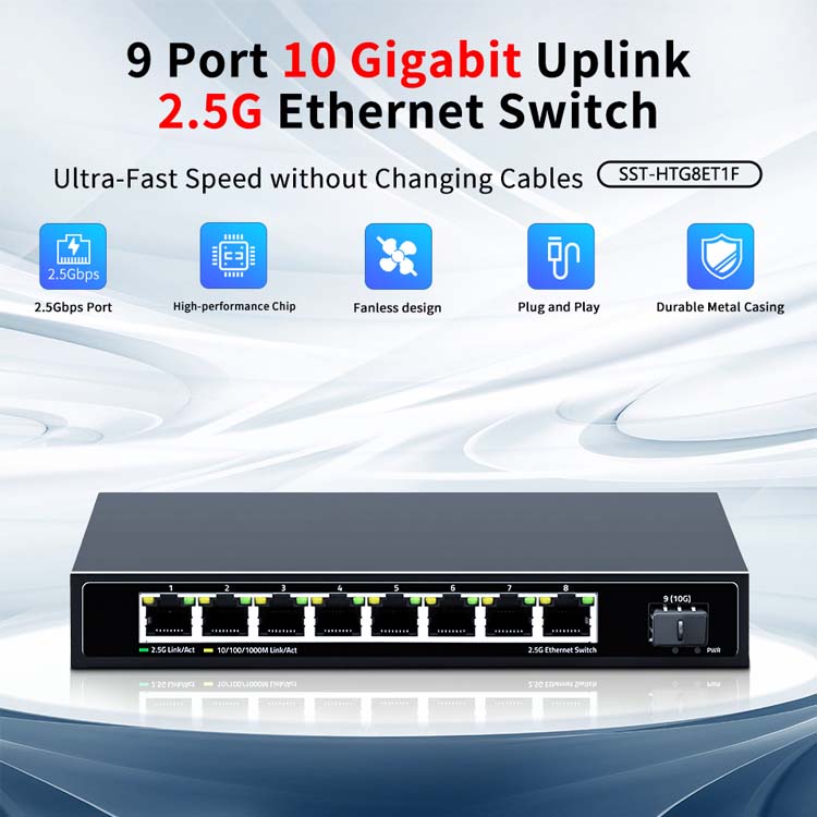 9 Port 10G uplink 2.5G Web Managed Ethernet switch